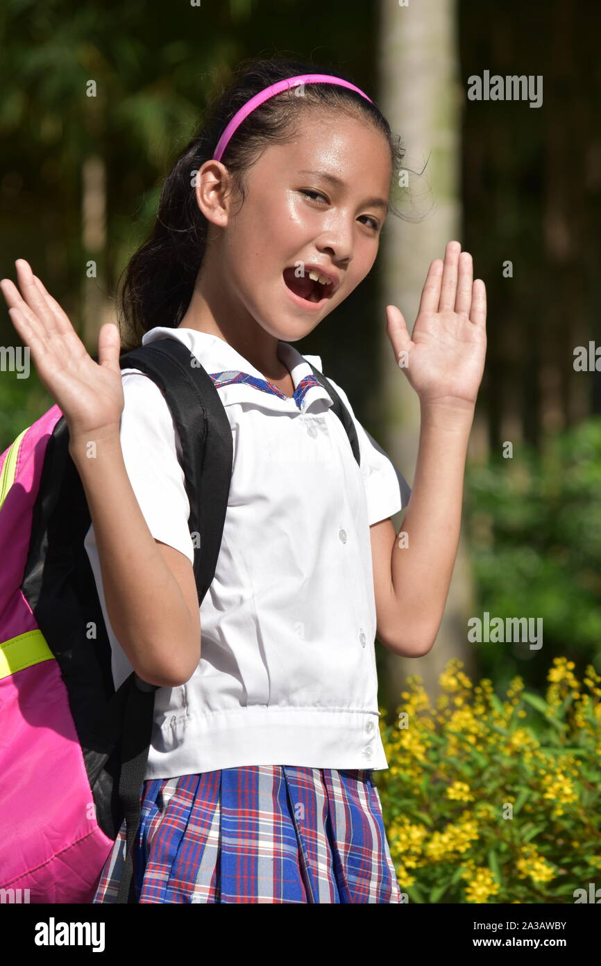Surprised Girl Student Wearing School Uniform With Notebooks Stock ...
