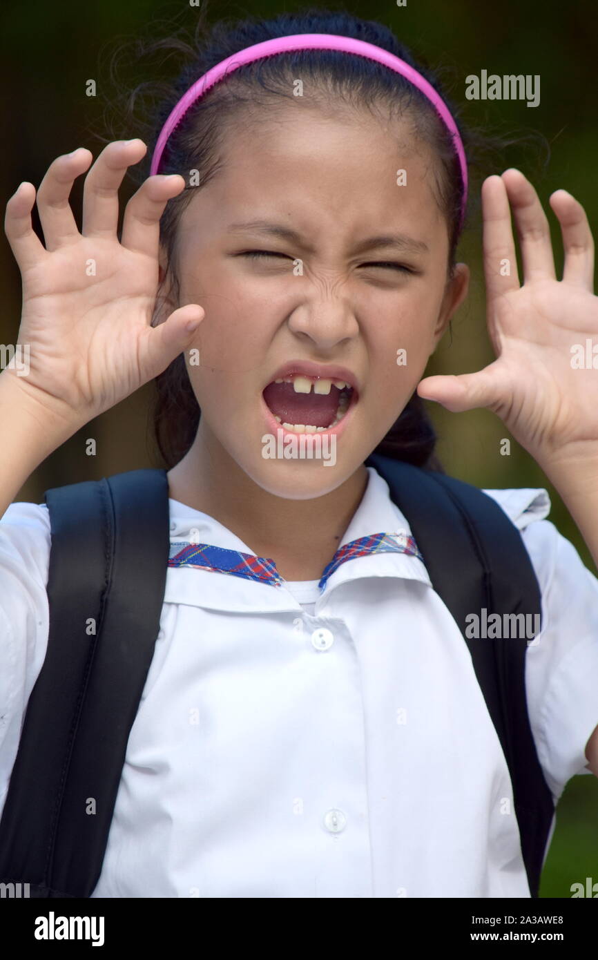 Scary Pretty Diverse Student Teenager School Girl Stock Photo - Alamy