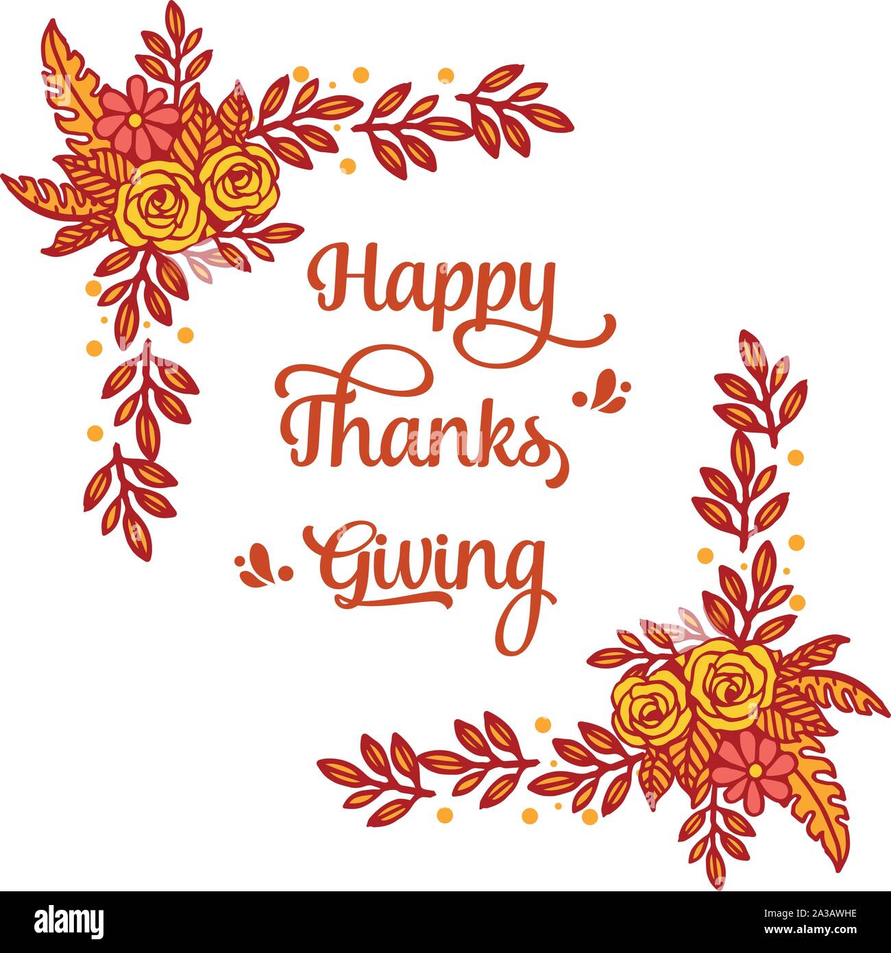 Design card thanksgiving, with abstract autumn leaf floral frame ...