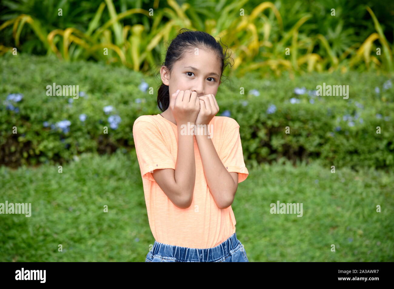 An A Pretty Youth Afraid Stock Photo - Alamy