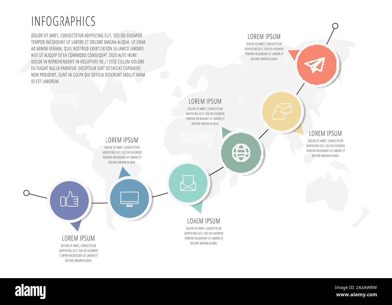 Vector infographic template circles for six paper label, diagram, graph ...