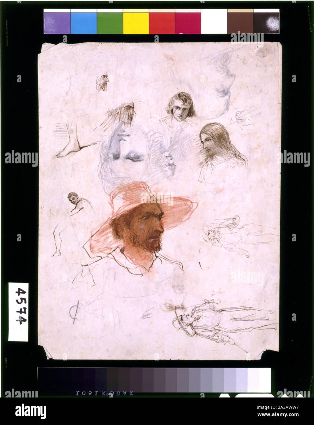 Sheet of sketches for the illustrated 1852 London edition of Uncle Tom ...