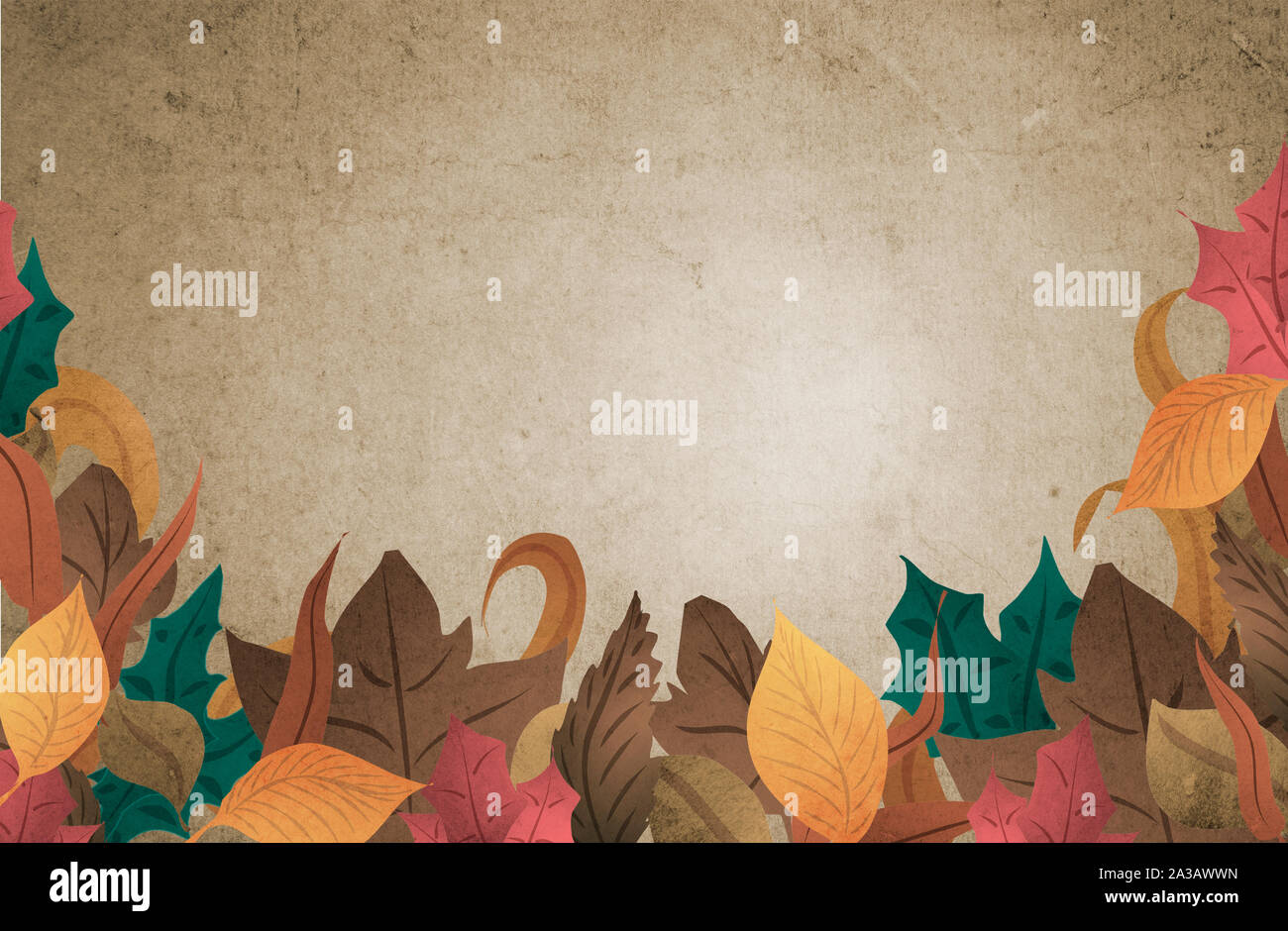 Autumn design with leaves in warm terracotta colors, template ...