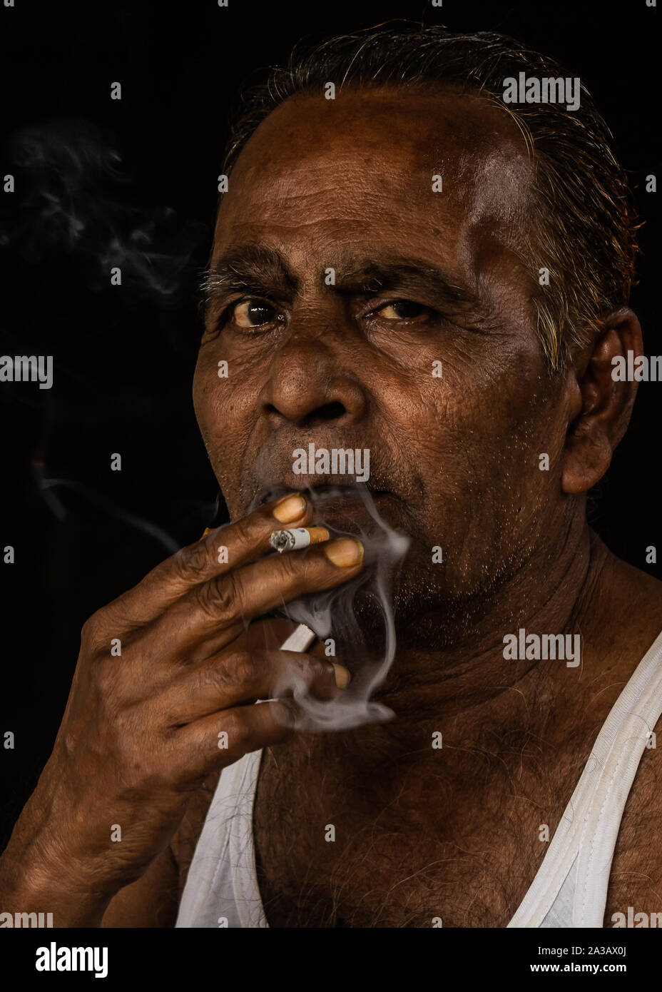 Adult smoking wrinkled face hi-res stock photography and images - Alamy