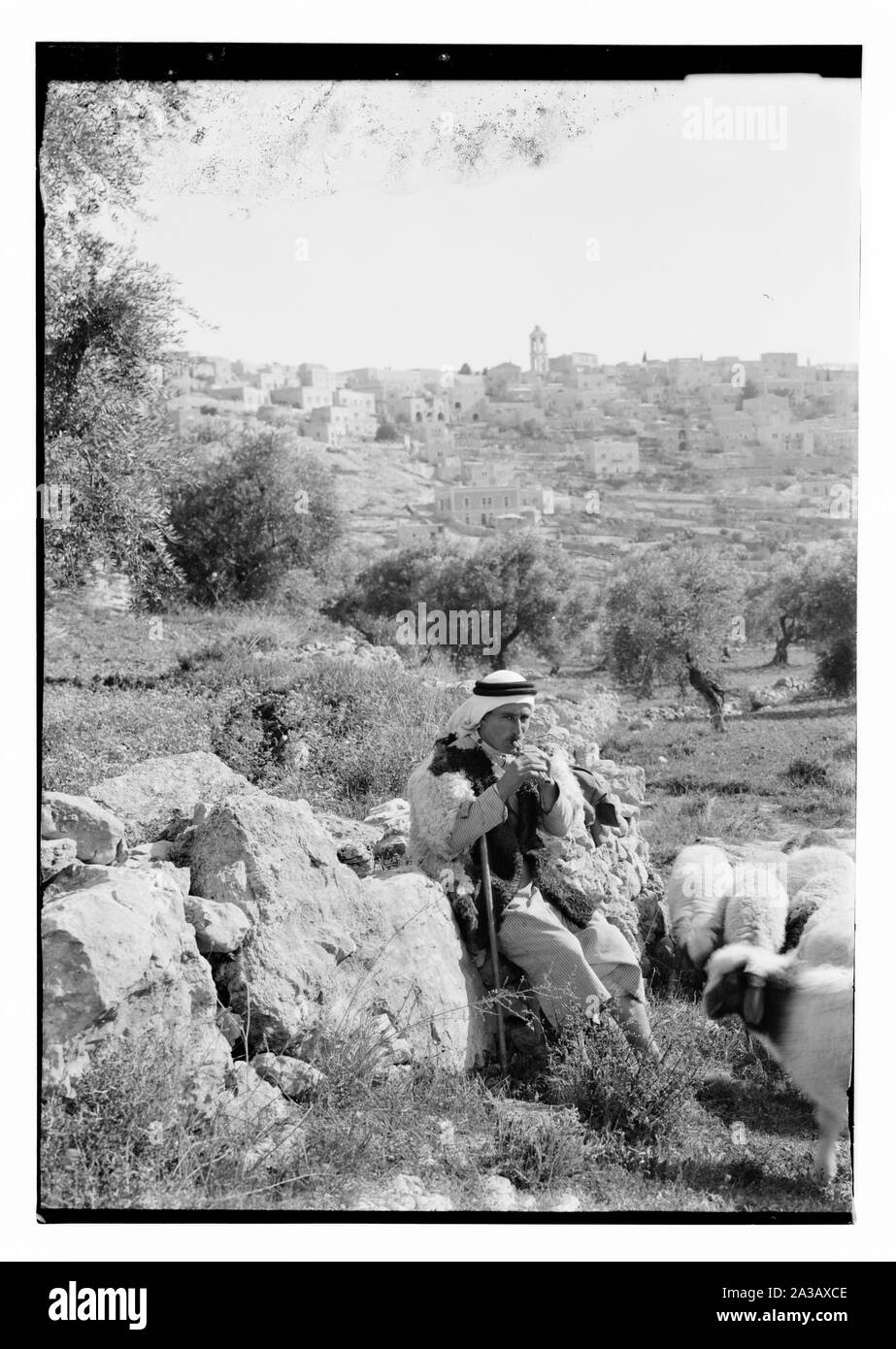 Shepherd playing pipes outside Bethlehem Stock Photo - Alamy
