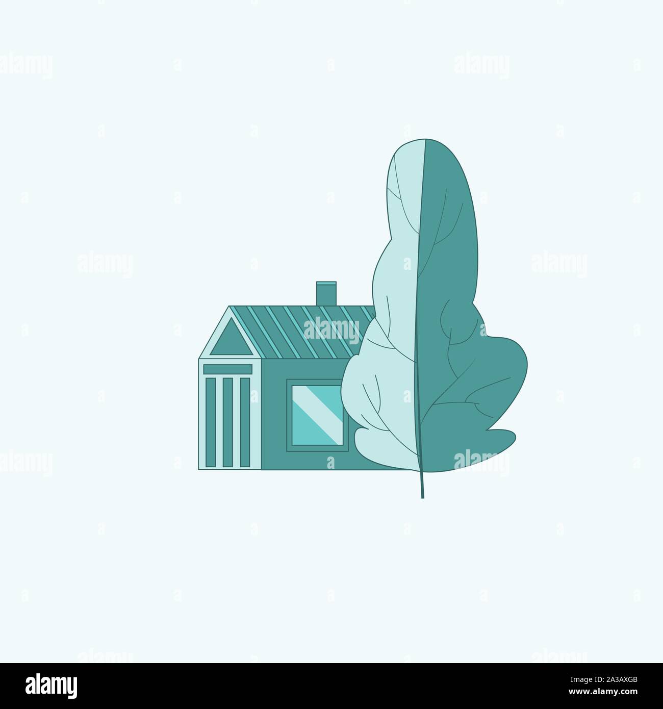 Building and tree icon. Blue colors logo Stock Vector Image & Art - Alamy