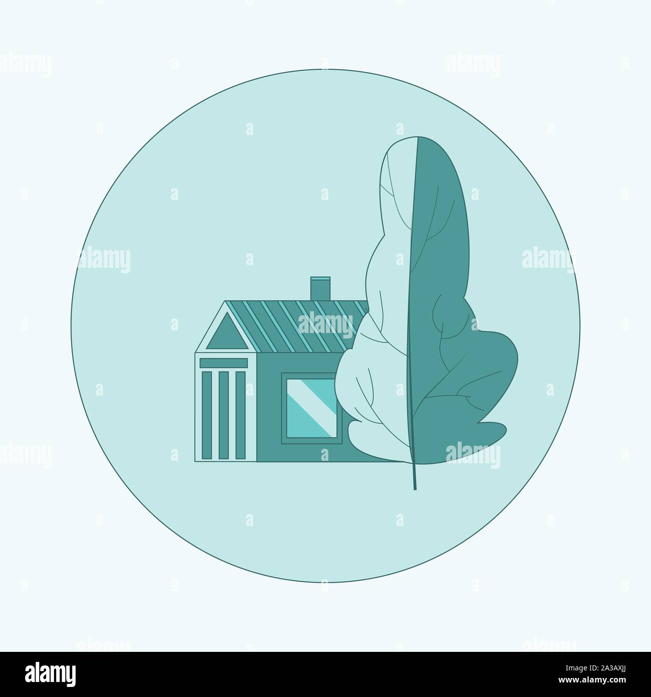 Building and tree icon. Blue colors vector logo Stock Vector Image ...