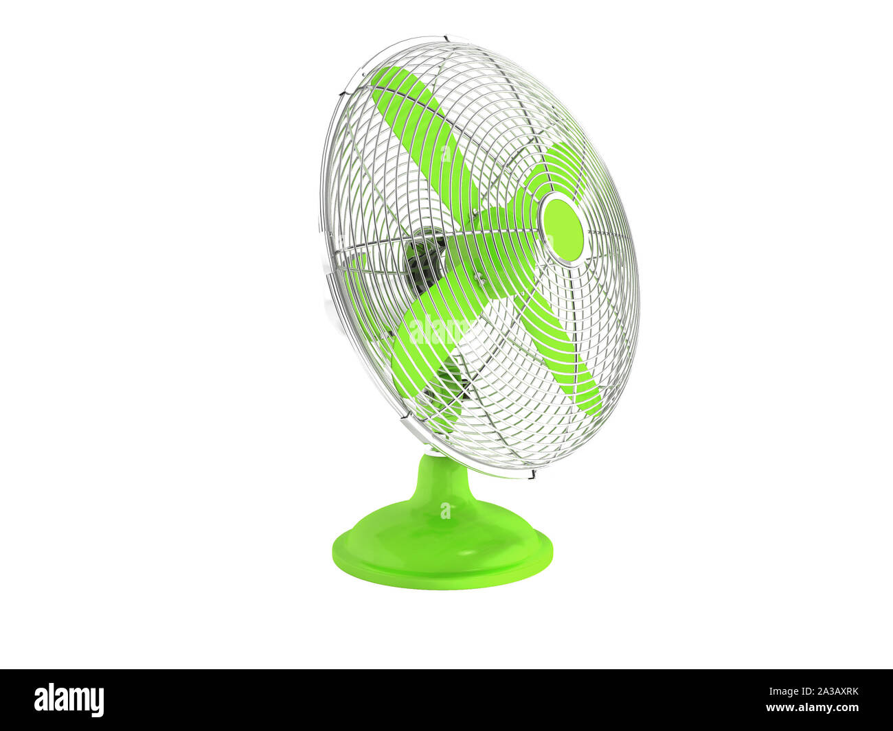 Modern green metal fan for cooling office front view 3d rendering on ...
