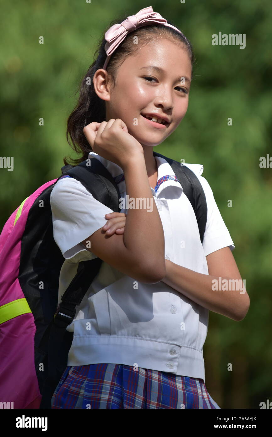 A Happy Asian Girl Student Stock Photo - Alamy