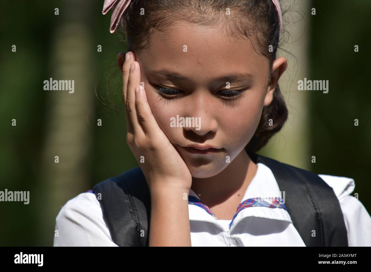 Student Teenager School Girl And Sadness With Notebooks Stock Photo - Alamy