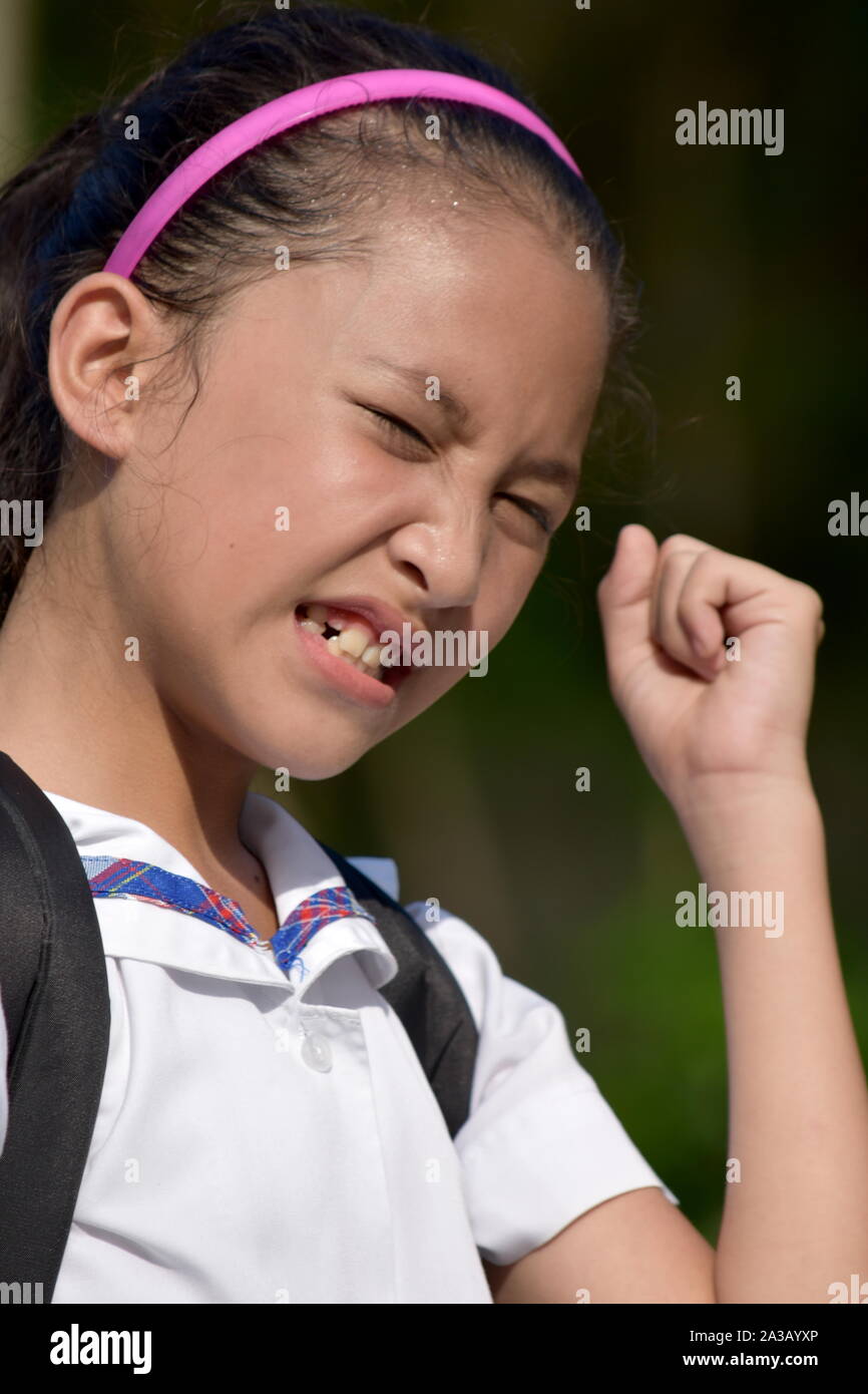 Student Teenager School Girl And Anger With Notebooks Stock Photo - Alamy