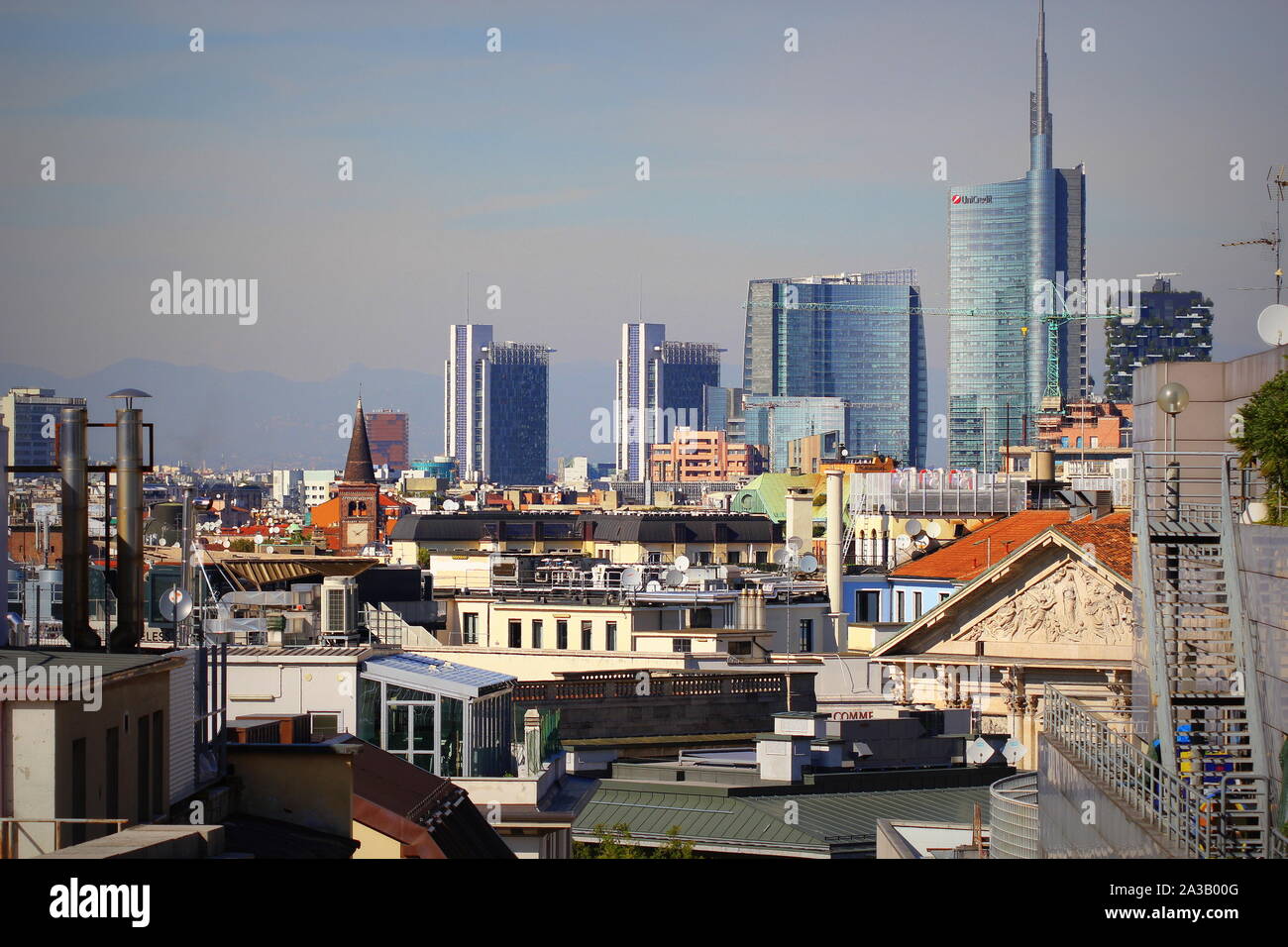 Milan skyline with modern skyscrapers in Porto Nuovo business district ...