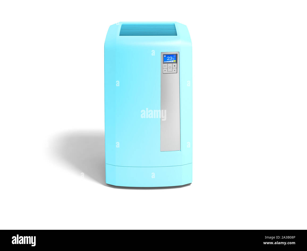 Modern blue outdoor air conditioner portable front view 3d render on ...