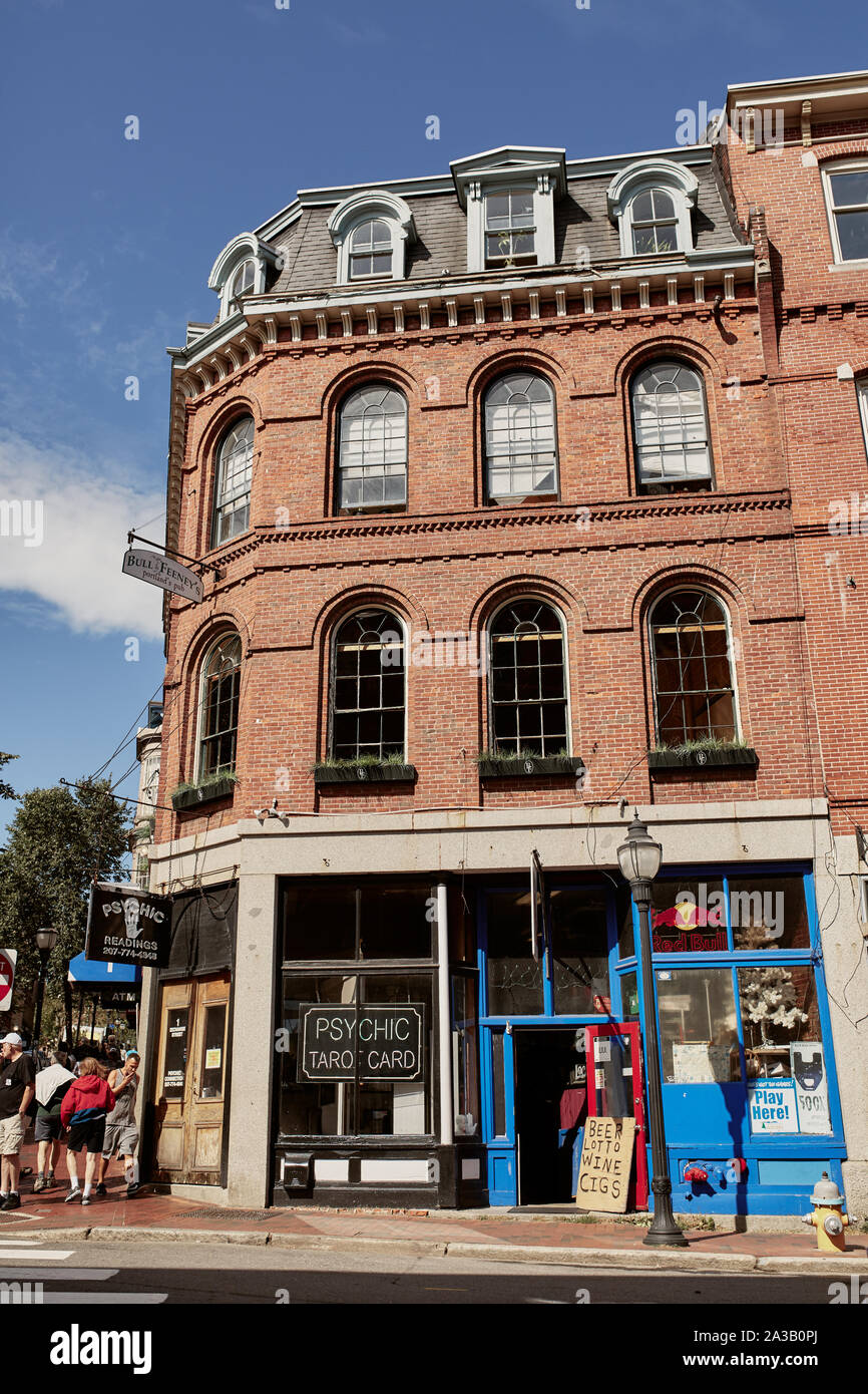 Portland, Maine - September 26th, 2019: Exterior of brick buildings in ...