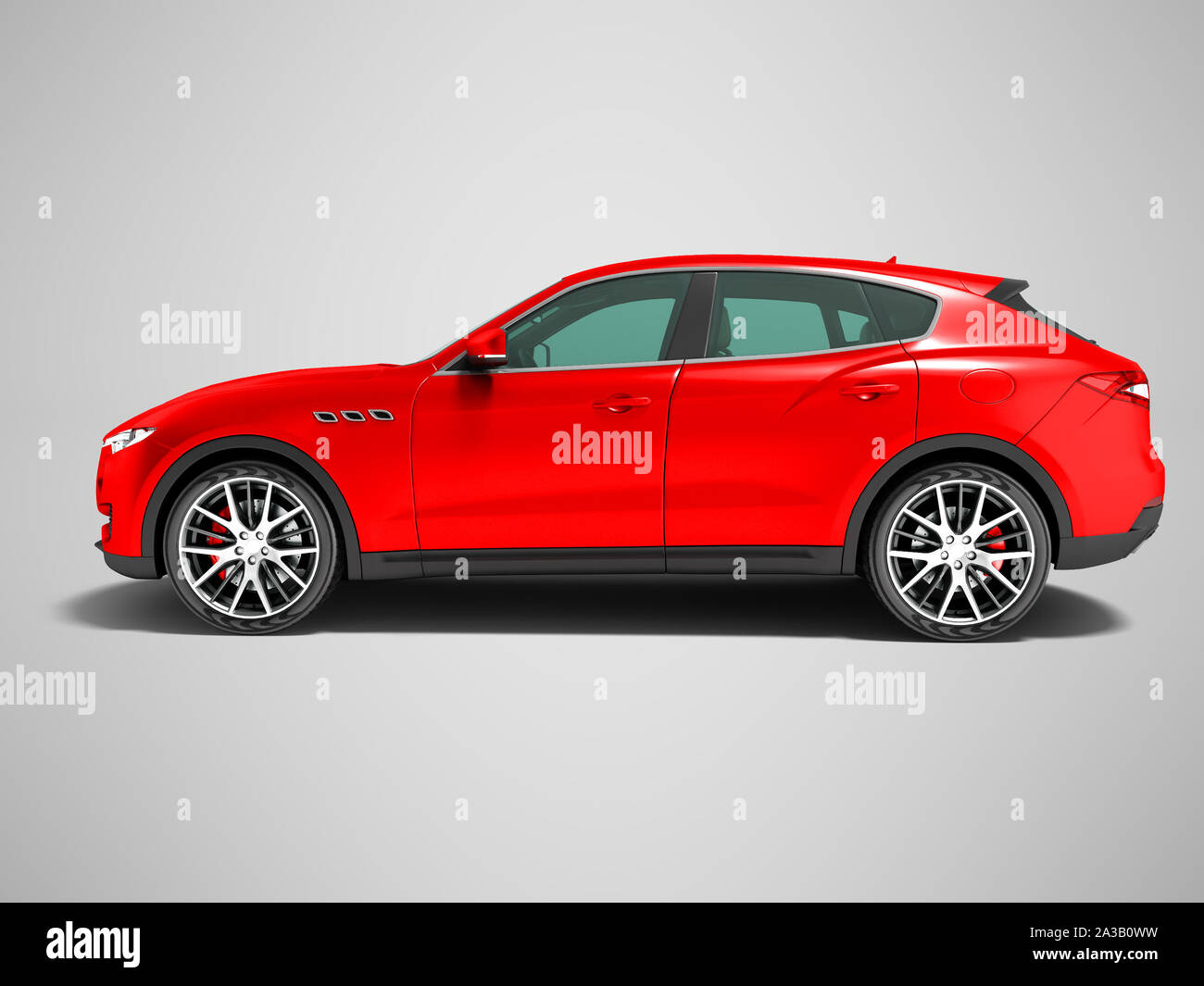 Modern car crossover for business trips side view 3d render on gray ...