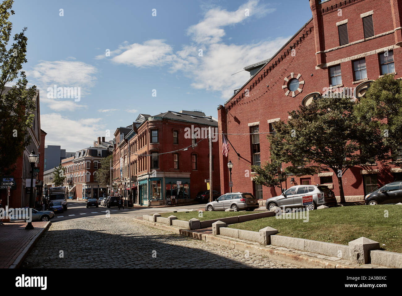 Portland, Maine - September 26th, 2019: Exterior of brick buildings in ...
