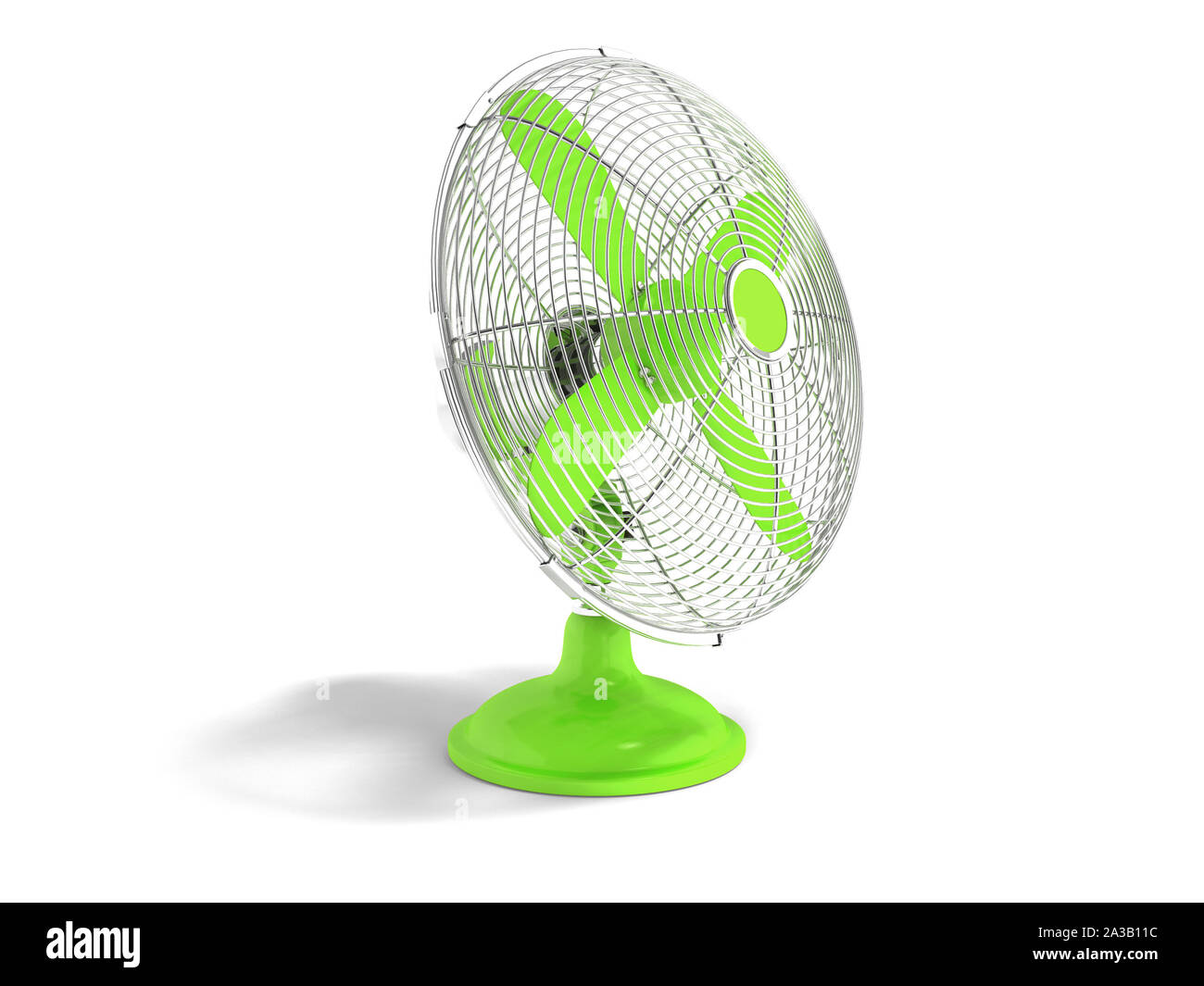 Modern green metal fan for cooling office front view 3d rendering on ...