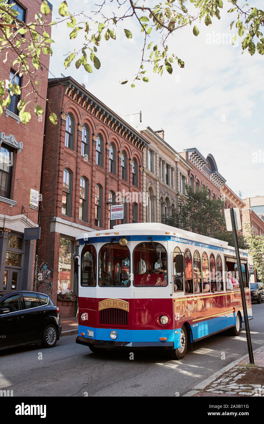 Portland, Maine - September 26th, 2019: Portland Mainely bus carrying ...