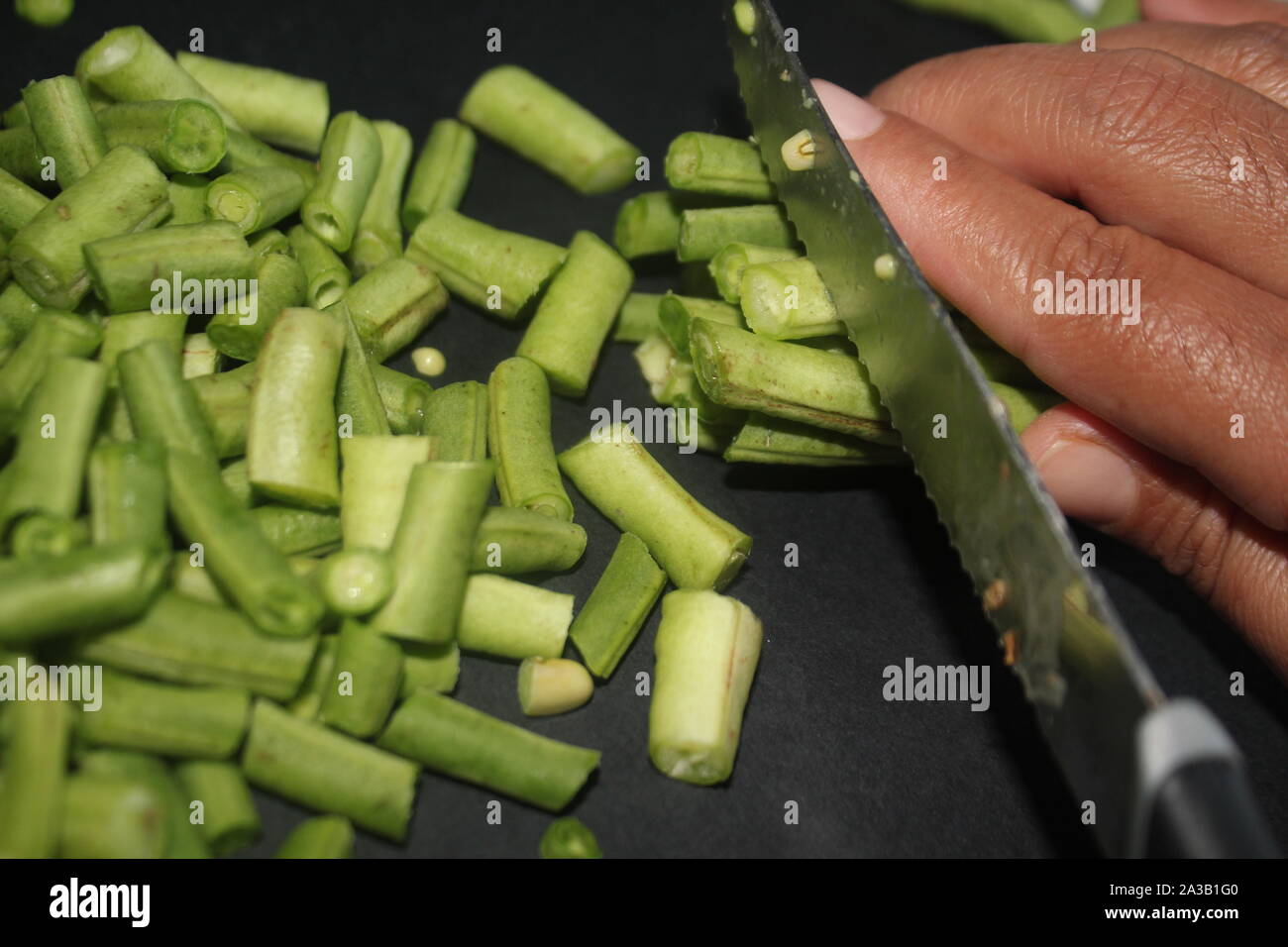 green longs beans vegetables cut image Stock Photo - Alamy