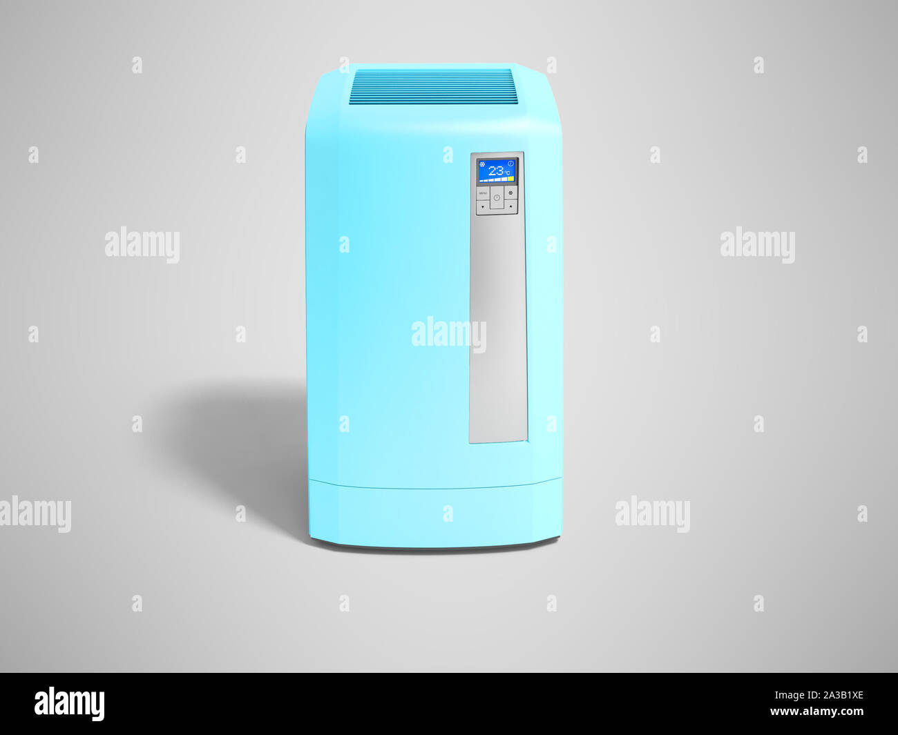 Modern blue outdoor air conditioner portable front view 3d render on ...