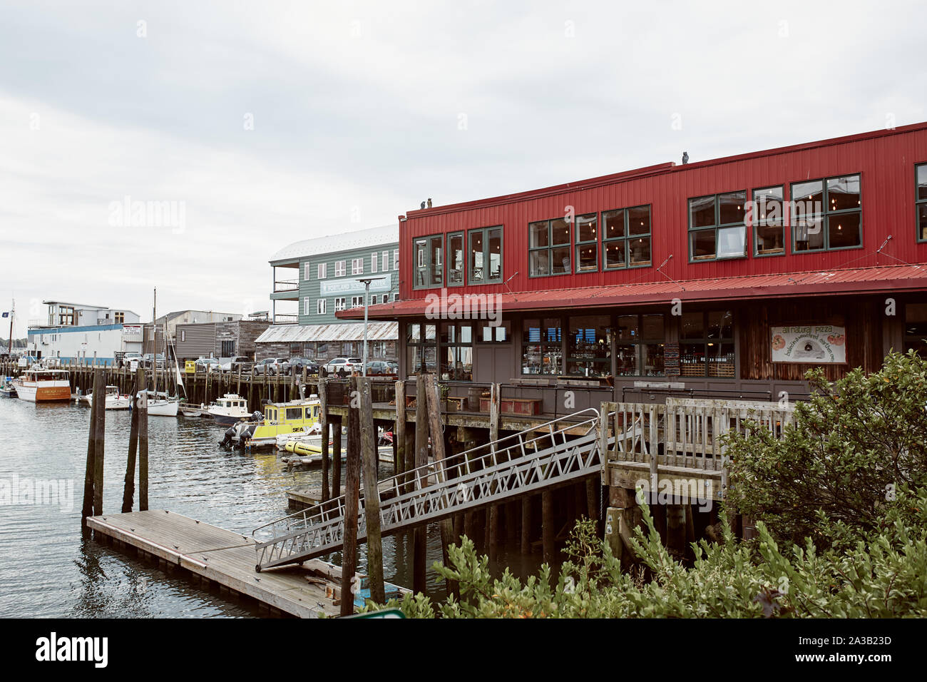Portland, Maine - September 26th, 2019: Restaurant and pier in the Old ...