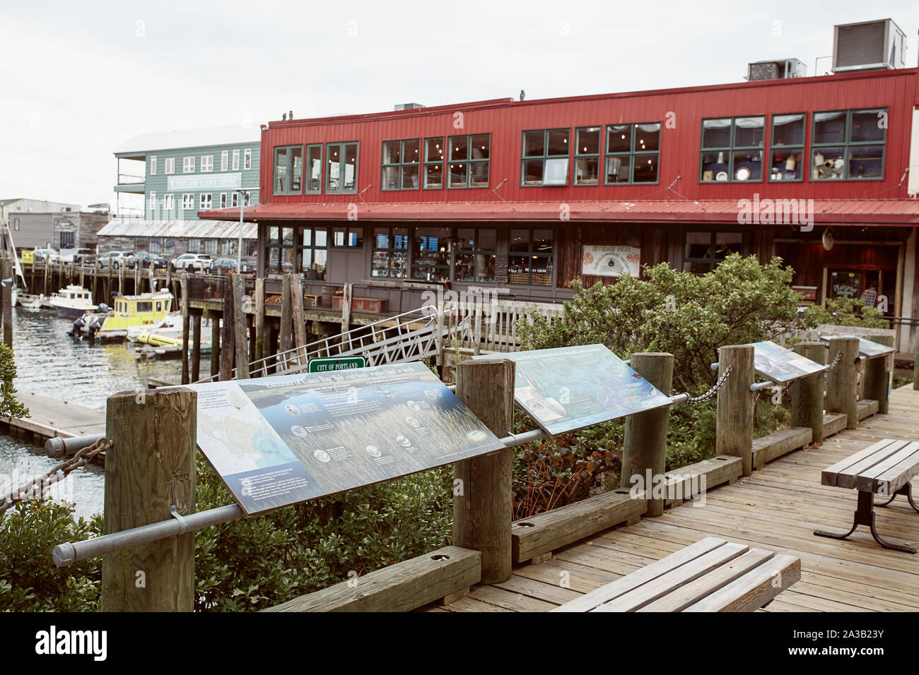 Portland, Maine - September 26th, 2019: Restaurant and pier in the Old ...