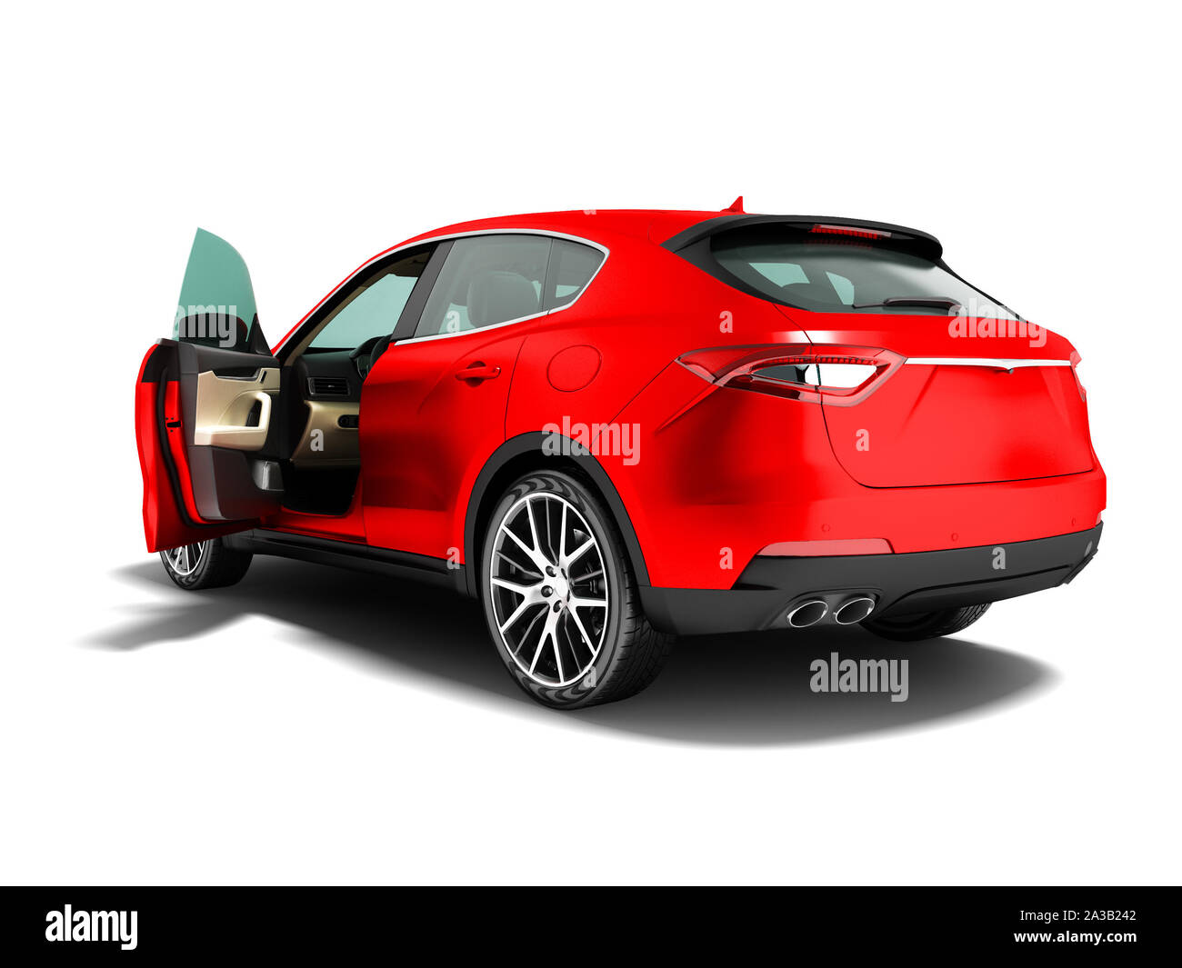 Modern car crossover open for business trips back view 3d render on ...