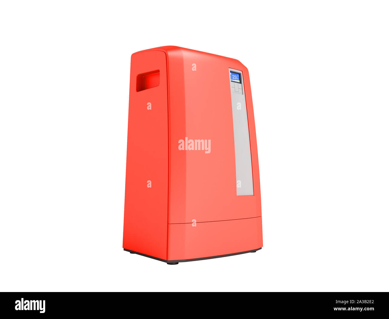 Modern red air conditioner portable 3d rendering on white background no ...
