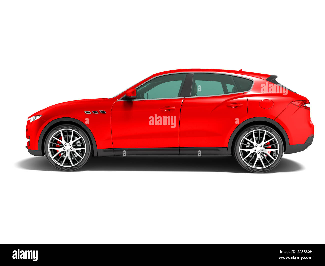 Modern car crossover for business trips side view 3d render on white ...