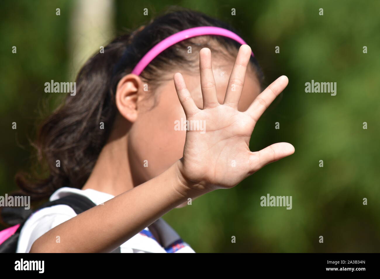 Student Teenager School Girl Gesturing Stop With Notebooks Stock Photo ...