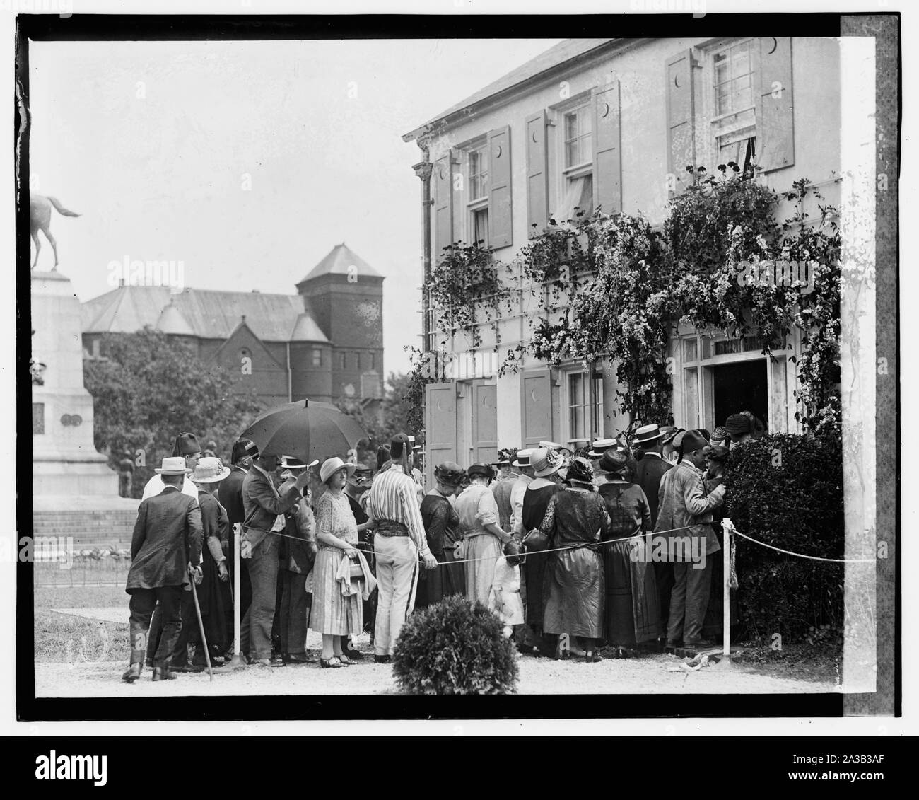 Queue outside Black and White Stock Photos & Images - Alamy