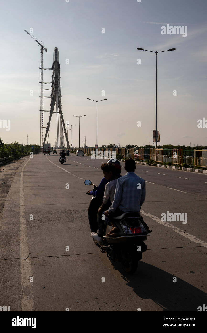 DELHI, INDIA, SEPTEMBER 01, 2019: View of the Signature bridge being ...
