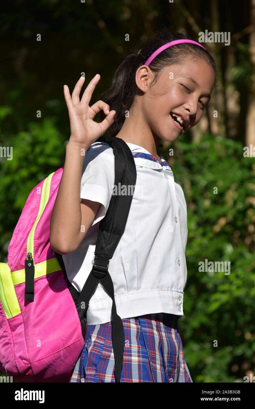 An Okay Young Minority School Girl Stock Photo - Alamy