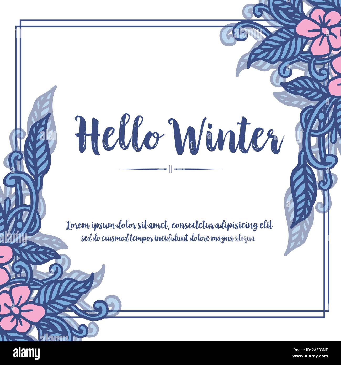 Design greeting card hello winter, with beautiful wallpaper of blue ...
