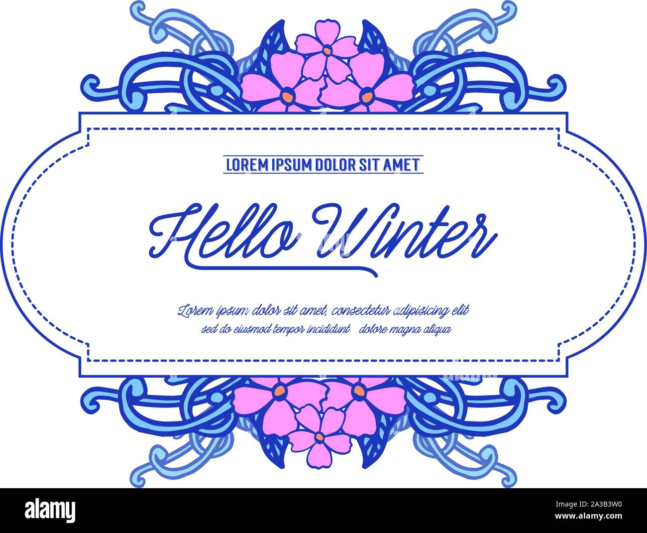 Design greeting card hello winter, with beautiful wallpaper of blue ...