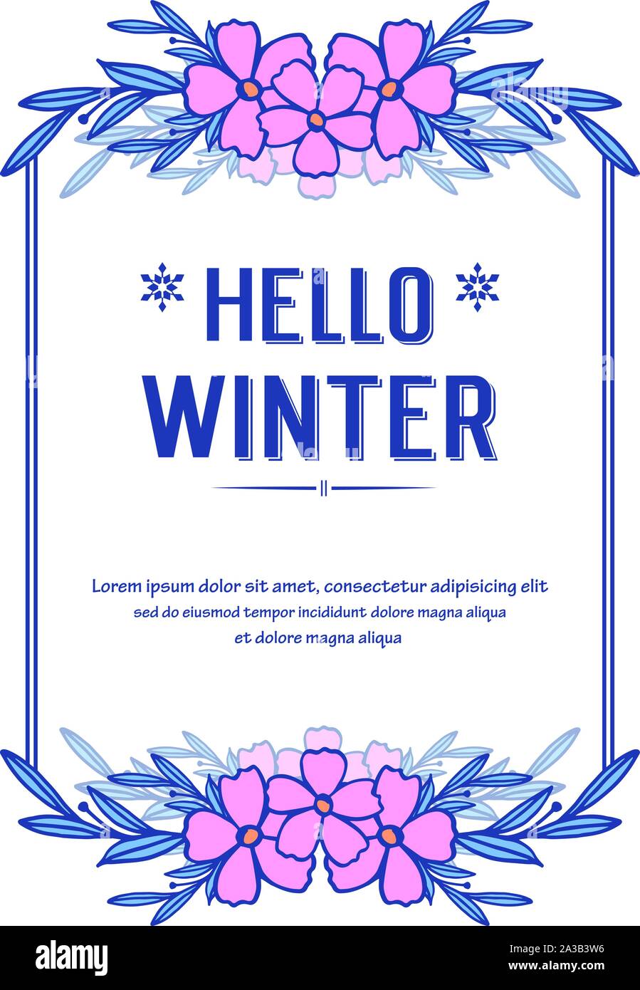 Design greeting card hello winter, with beautiful wallpaper of blue ...