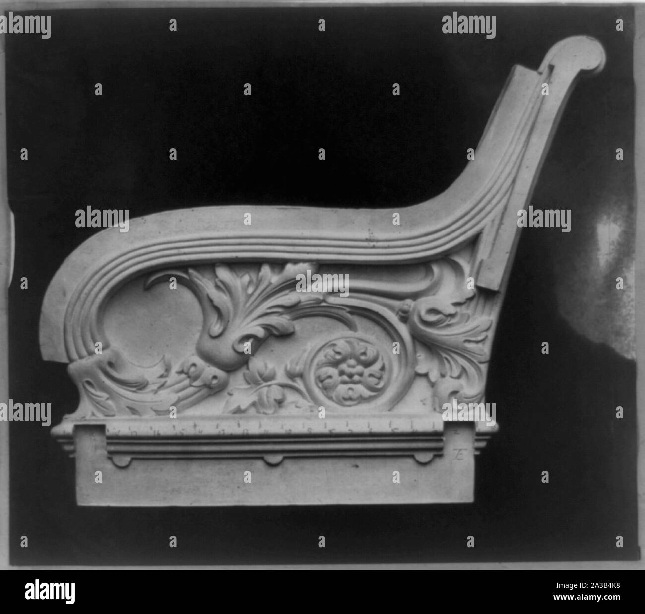 Side view of relief work of chair or bench Stock Photo - Alamy