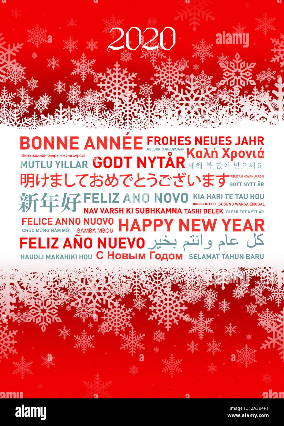 Happy new year card in different world languages Stock Photo - Alamy