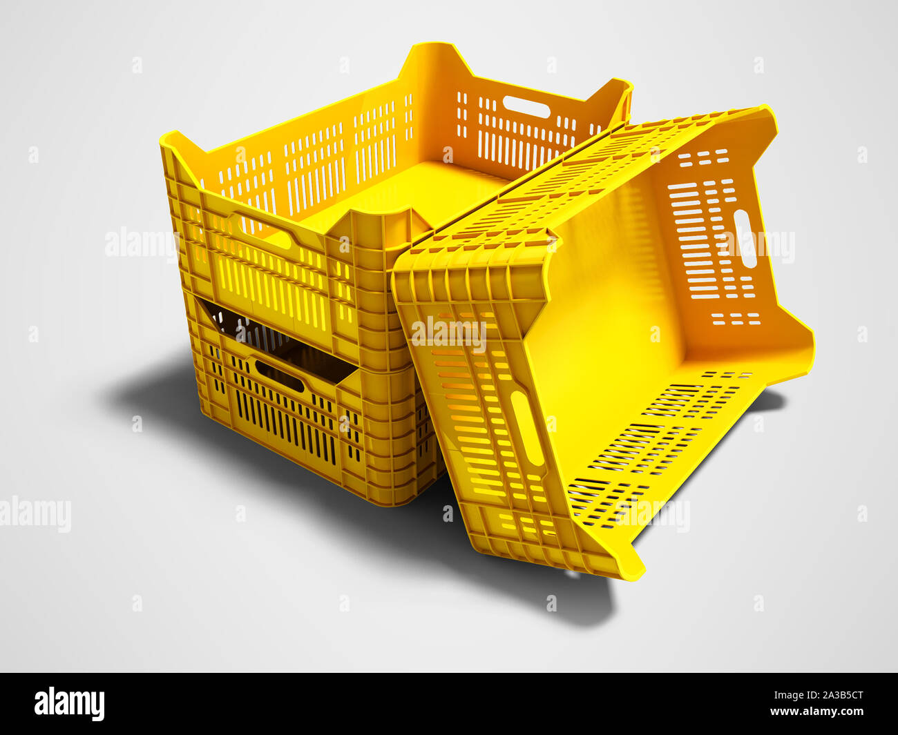 Yellow plastic pallet cargo container crate box hi-res stock ...