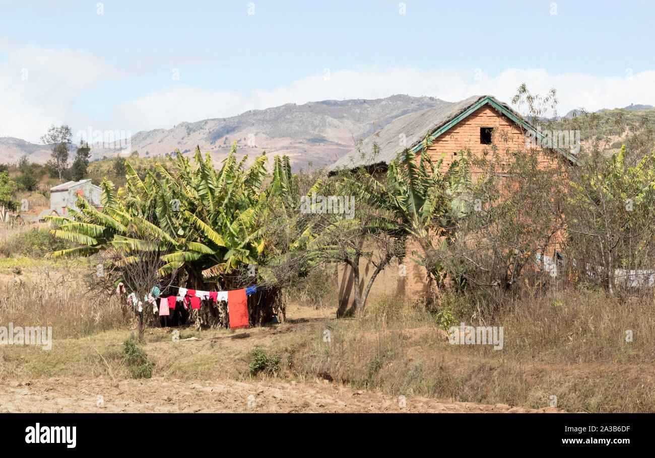 Simple house for the poor, Madagascar,Africa Stock Photo - Alamy