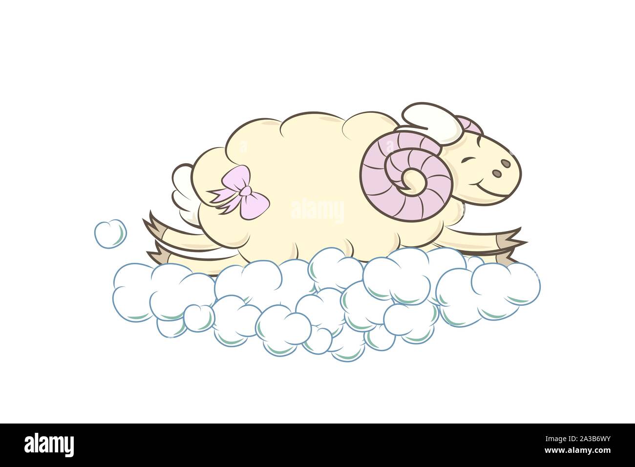 Sheep sleep in cloud. Vector illustration. Cute animal Stock Vector ...