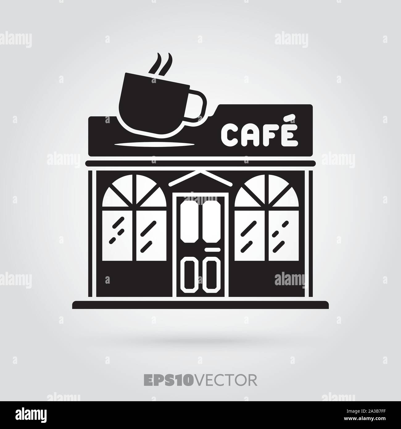 Café glyph icon. Cute little restaurant symbol. Solid black EPS 10 ...