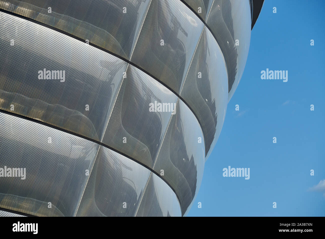 Details of the facade of the SSE Hydro, a multi-purpose indoor arena ...