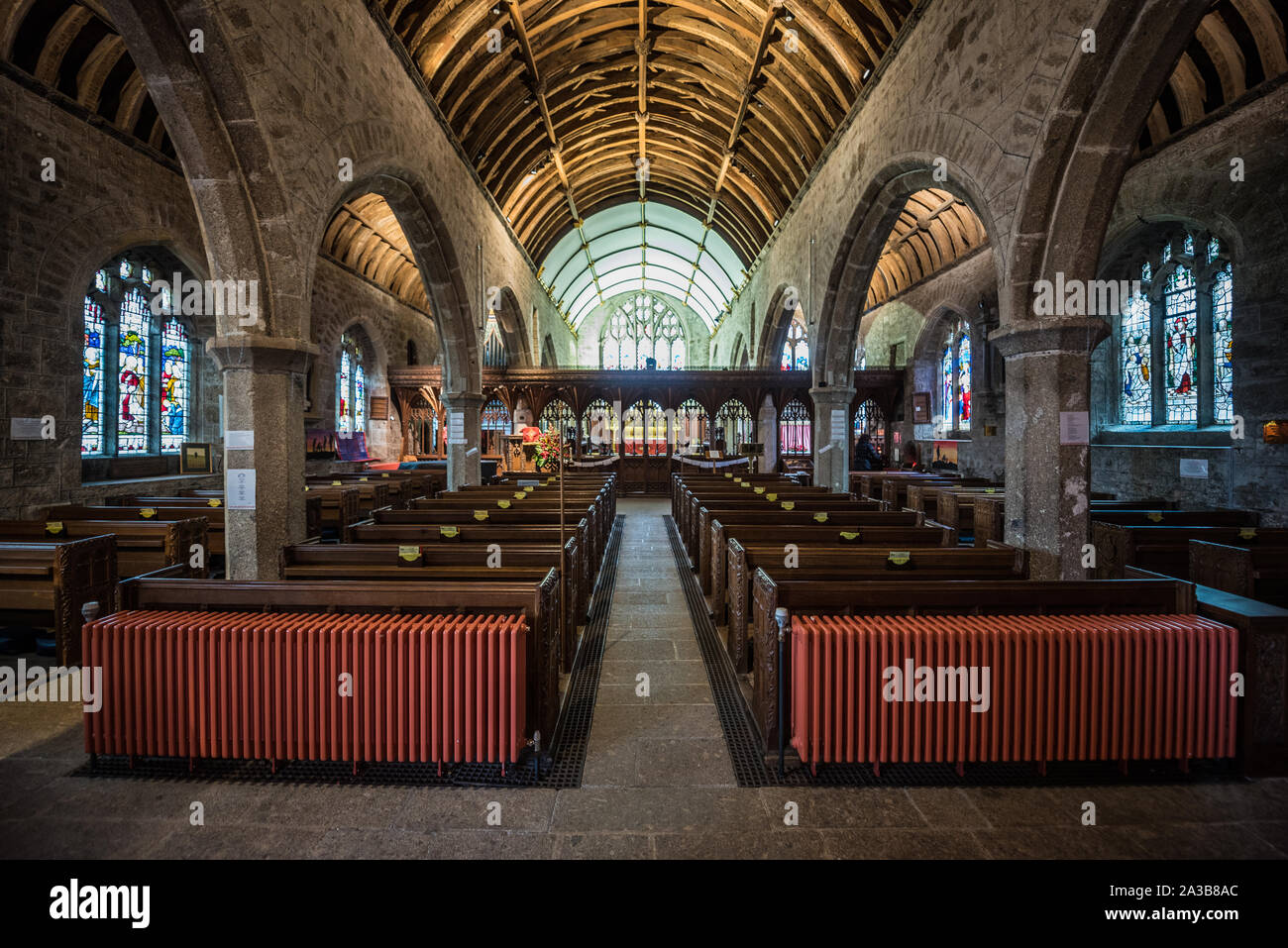 church pews in St. Michael's Church, Chagford, Devon Stock Photo - Alamy