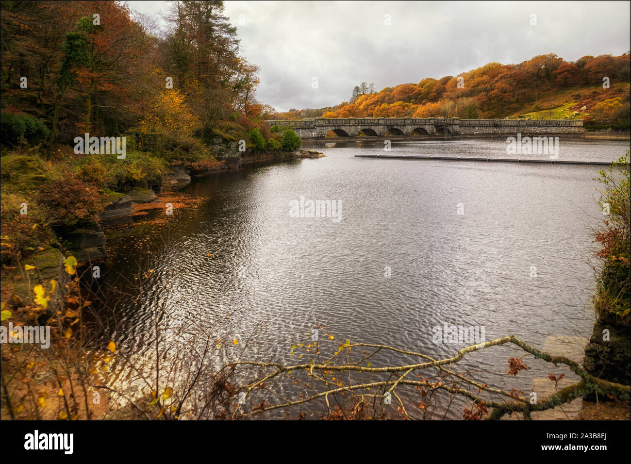 Dam and bridge of Burrator Reservoir, Dartmoor, England Stock Photo - Alamy