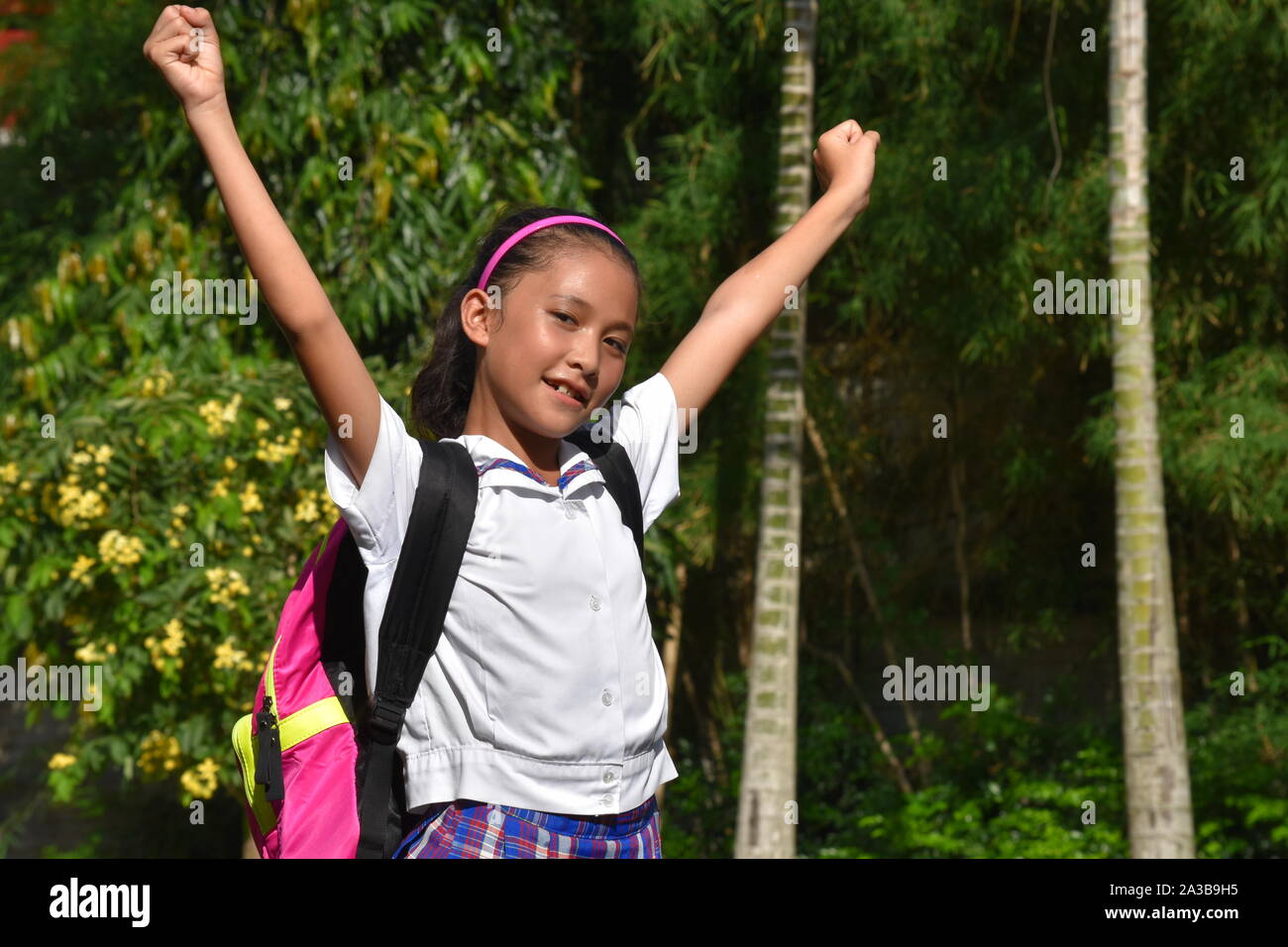 Prep Filipina Girl Student And Freedom Wearing School Uniform Stock ...