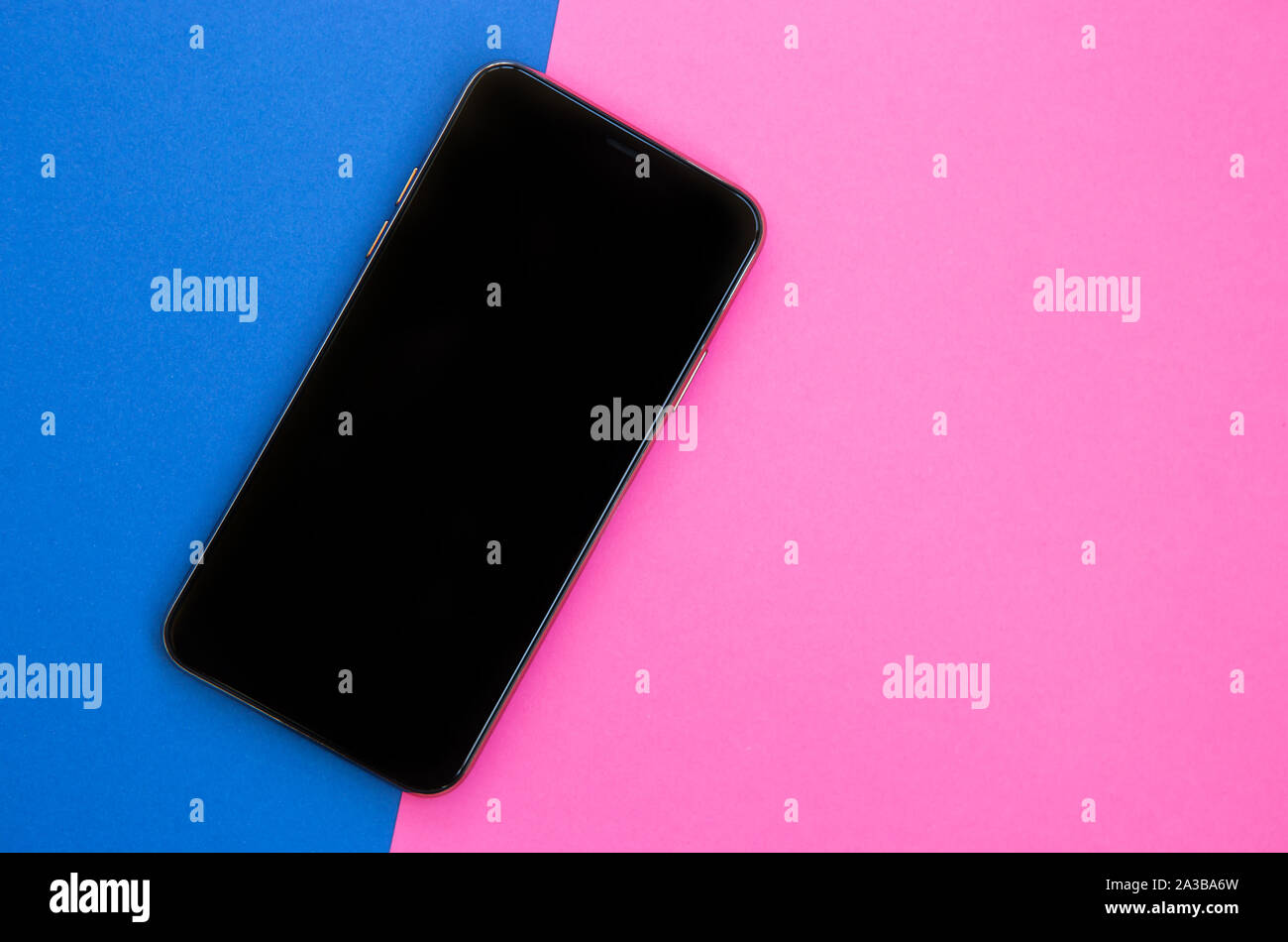 Trendy mobile phone with empty screen.Place application logo on clear ...