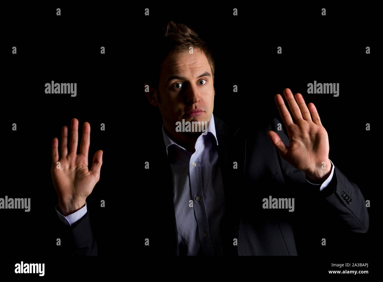 Business man arms open hands hi-res stock photography and images - Alamy