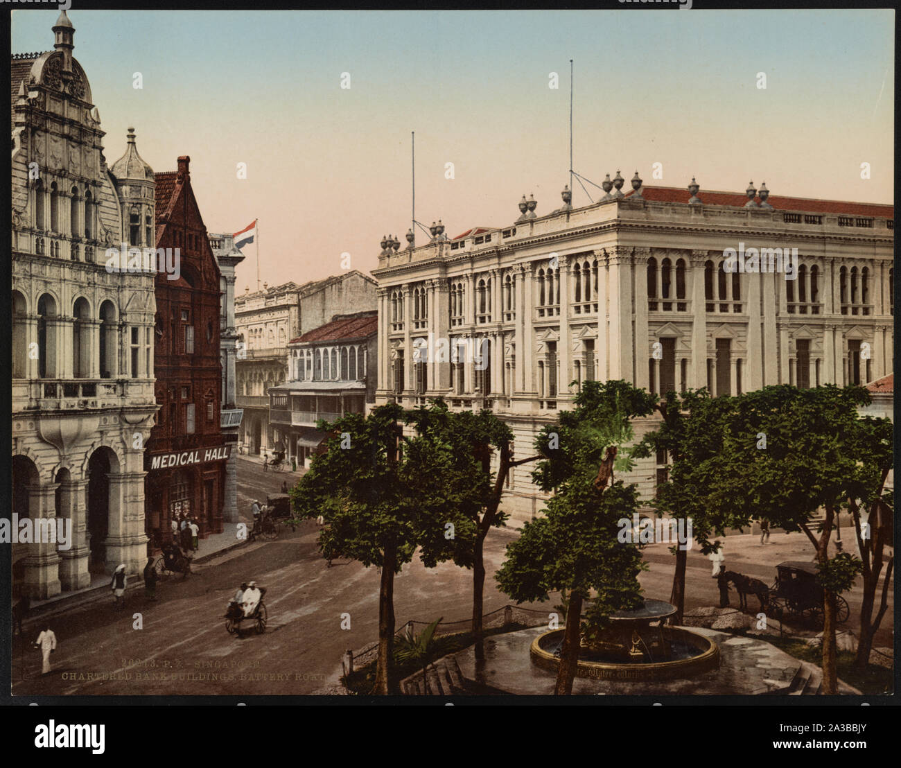 Singapore. Chartered Bank Buildings. Battery Road Stock Photo - Alamy