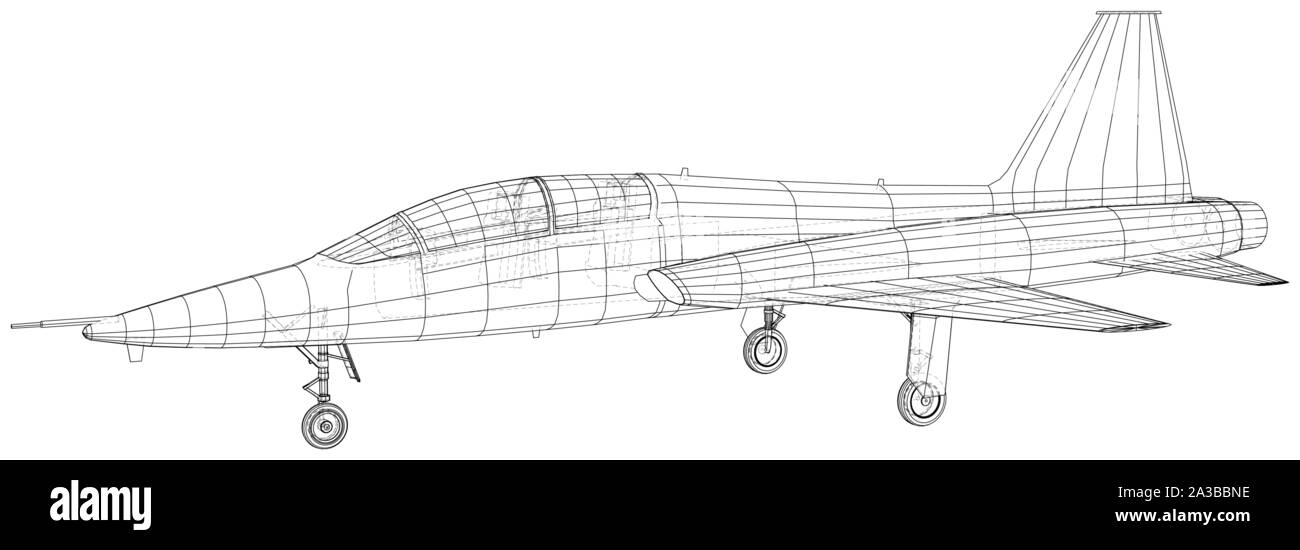 Airplane jet on white background. Vector rendering of 3d. Wire-frame ...